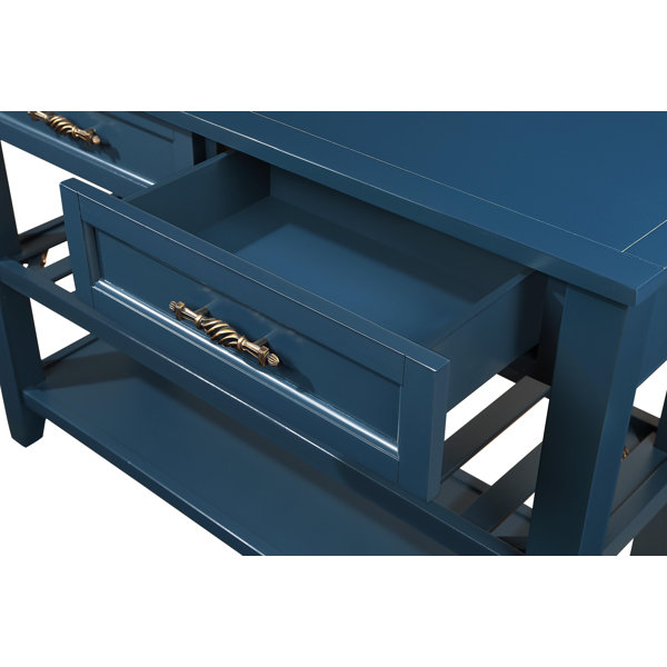 Winston Porter Console Sofa Table With 2 Storage Drawers And 2 Tiers Shelves Mid-Century Style ...